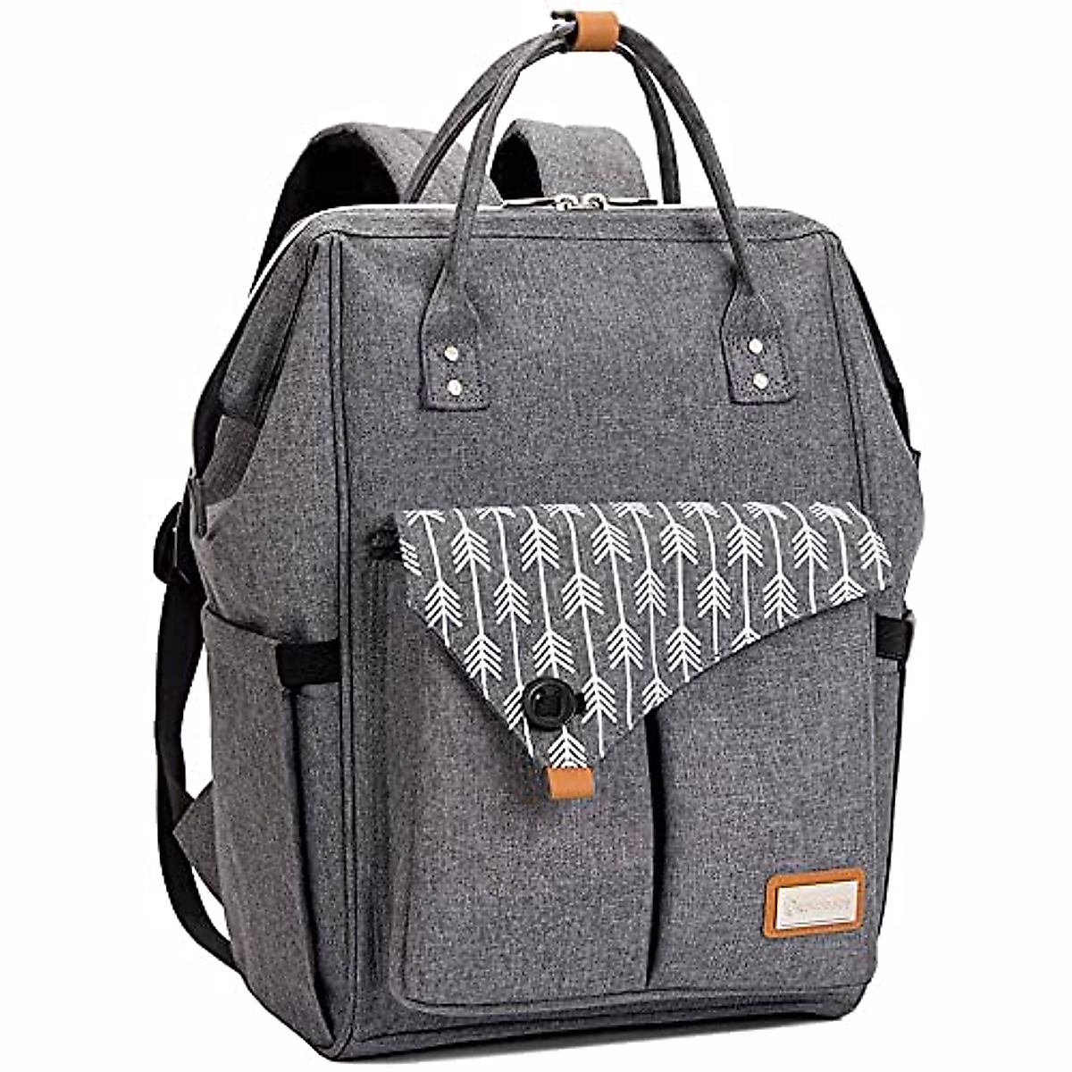 Lekesky Diaper Bag Backpack, Baby Diaper Bag for Mom Travel Back Pack with Changing Pad and Stroller Straps, Unisex and Stylish, Grey