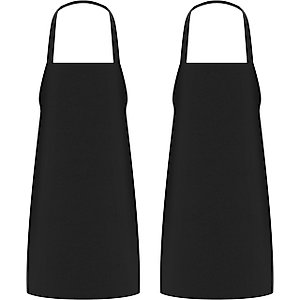 Utopia Wear Chef Kitchen Bib Aprons (2-Pack, Black)