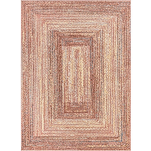 Well Woven Raggi Vintage Blush Pink Chindi Braided Pattern Area Rug (5'3" x 7'3")
