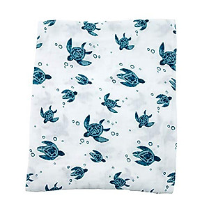 Bebe au Lait Oh So Soft Muslin Swaddle Blanket, Soft Muslin Design, Stylish Pattern - Sea Turtles , 47x47 Inch (Pack of 2)