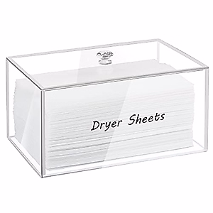 Dryer Sheet Holder, Dryer Sheet Dispenser, Acrylic Container Storage Box for Laundry Room Organization, Holds Dryer Sheets, Dryer Balls, Clothes Pins, Laundry Pods