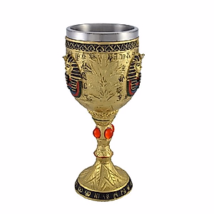 Things2Die4 Set of 2 Egyptian Wine Goblets Winged Isis/Pharaoh 6 oz.