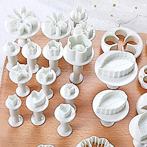 33 Piece Fondant Cake Cookie Plunger Cutter Sugarcraft Flower Leaf Butterfly Heart Shape Decorating Mold DIY Tools