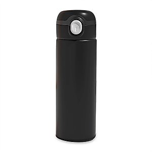 Insulated Travel Cup 8 Oz Stainless Steel Vacuum Travel Cup With Lid, Coffee Cup With Leak-Proof Flap, Splash-Proof, Reusable Thermos For Hiking (black)