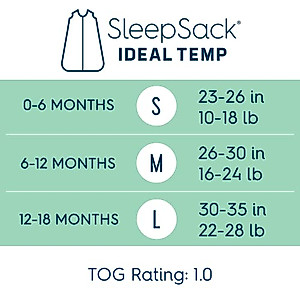 HALO Sleepsack Ideal Temp, Baby Wearable Blanket, TOG 1.0, Heather Grey/Aqua, Medium