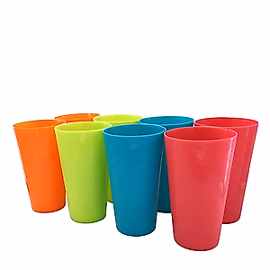 35-Ounce Plastic Tumblers Large Cups Set of 8 in 4 Colors Dishwasher Safe BPA Free Drinking Glasses