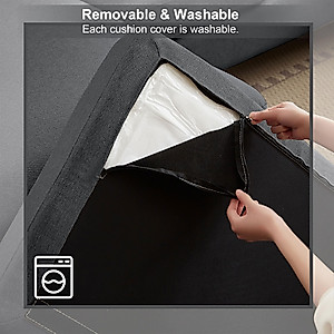 Jarenie U Shaped Couch with Chaise, Modern U Shaped Sectional Sofa Easy to Assemble, U Shape Couch Double Chaise Sofa 100% Polyester & Memory Foam, Dark Grey