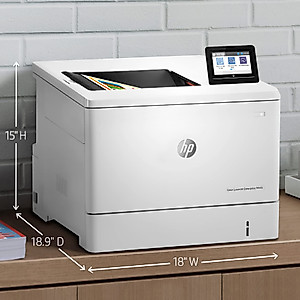 HP Color Laserjet Enterprise M555dn Single-Function Wired Ethernet Laser Printer, White - Print only - 4.3" Touchscreen Display, 40 ppm, 600 x 600 dpi, Auto Duplex Printing, USB, Cbmou Printer Cable