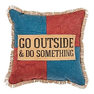 Primitives by Kathy Canvas Go Outside Throw Pillow, 12-Inch Square