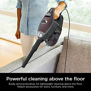 Shark HV322 Rocket Deluxe Pro Corded Stick Vacuum with LED Headlights, XL Dust Cup, Lightweight, Perfect for Pet Hair Pickup, Converts to a Hand Vacuum, with Pet Attachments, Bordeaux/Silver