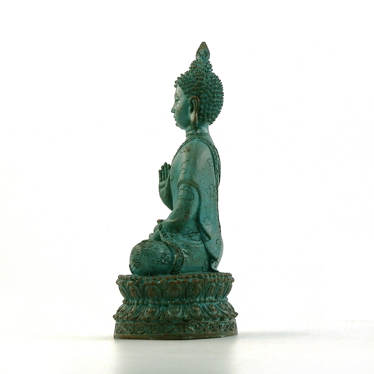 ornerx Thai Sitting Buddha Statue for Home Decor Verdigris 6.7"