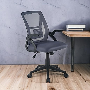 VECELO Mid-Back Swivel Ergonomic Office Chair with Adjustable Arms, Mesh Lumbar Support for Computer Task Work, Gray
