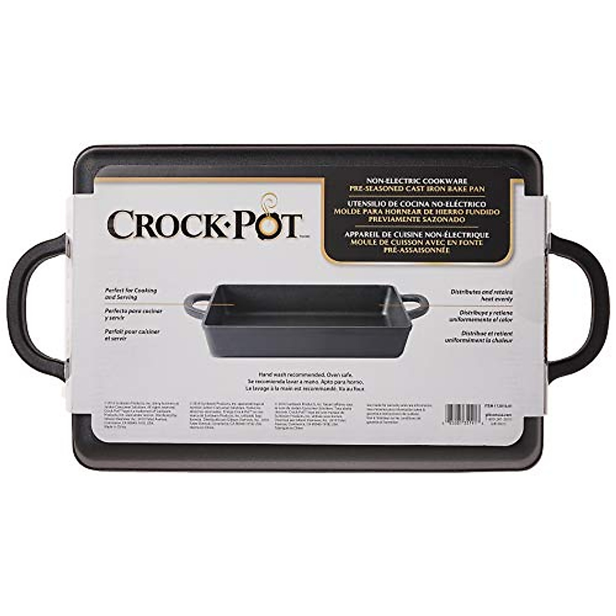 Crock Pot Artisan 13 Inch Preseasoned Cast Iron Rectangular Lasagna Pan