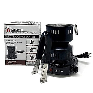 AHADU Premium Electric Charcoal Burner Coconut Coal Starter Hibachi Smart Overheating Control. Instant Coal Disk Tablet Fire Starter. Perfect Stove for Outdoor camping BBQ -Comes with Free Tong/Handle