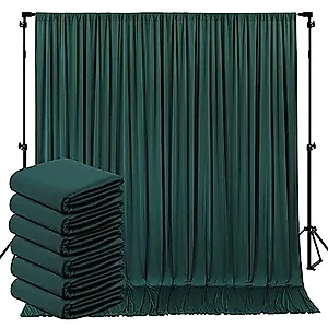 30ft×10ft Wrinkle Free Blackish Green Backdrop Curtain for Party Wedding 6 Panels 5ft×10ft Hunter Green Polyester Drapes for Curtain Backdrop Decor Birthday Baptism Photography Baby Shower