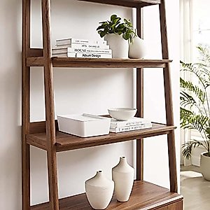 Modway 33" Bookshelf Display Case in Walnut