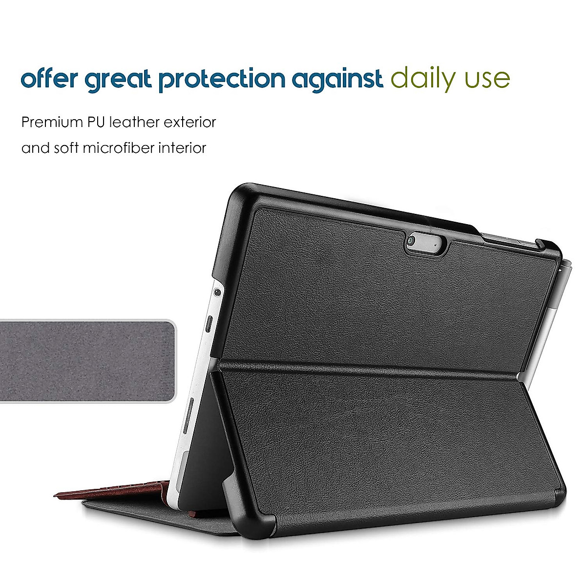 ProCase Case for 12.3" Surface Pro 7 Plus/Pro 7/ Pro 6/ Pro 5/ Pro 2017/ Pro 4/ Pro LTE, Slim Light Smart Cover Stand with Built-in Pen Holder, Compatible with Surface Type Cover -Black