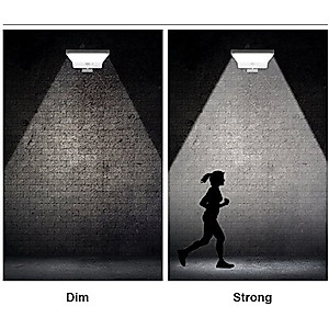 Bonashi LED Solar Motion Sensor Light Outdoor 2 Pack, Security Motion Activated Wall Lights with Mounting Poles for Gutter Patio Garden Path, Waterproof Cordless Exterior Foodlights