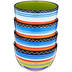 Certified International Tequila Sunrise Ice Cream Bowl, 5.25-Inch, Assorted Designs, Set of 4