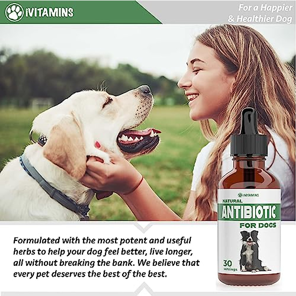 Natural Antibiotics for Dogs | Dog Antibiotics | Supports Dog Allergy Relief | Dog Itch Relief | Dog Allergy Support | Dog Multivitamin | Pet Antibiotics | Dog Antibiotic | 2 Pack: 60 Servings Total