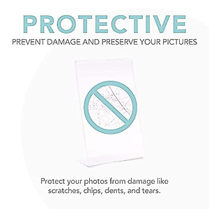 Photo Booth Frames - 4x6 Inch Clear Acrylic Plastic Display, Slanted Back Vertical Standing Picture or Display Sign Holder with Inserts - 6 pack