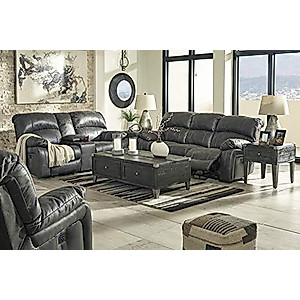 Signature Design by Ashley Dunwell Adjustable Power Reclining Loveseat with USB Charging, Gray
