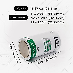 elxjar (2-Pack) 3.6V 19Ah LS33600 D Size Lithium Thionyl Chloride Battery, Replacement for SAFT LS33600, ER34615, Smart Munitions, Unattended Sensors, RFID Tracking