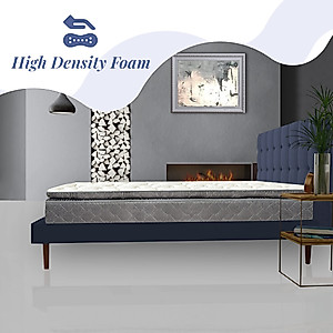 Greaton 10-inch Medium Firm Foam Mattress with 1-inch Pillow Top, 357 Coil Count Damask Fabric Mattresses with Black Border and White Top for Premium Look, Full XL