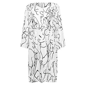 Long Sundresses for Women Women Casual Summer Dress V Neck Soild Color Three Quarter Sleeve Patchwork Beach Dress Sundr White