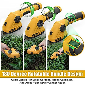 EVEAGE Light Duty Cordless Grass Shears Handheld Grass Hedge Trimmer 2 in 1 Grass Clippers Shrub Bush Trimmer for Garden, with Rechargeable 8V Battery and Charger Included