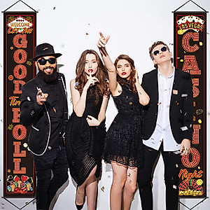 Blulu Casino Night Party Decorations Las Vegas Party Banner Poker Night Decorations Welcome Porch Sign for Game Travel Holiday Carnival Party Jungle Background Backdrop