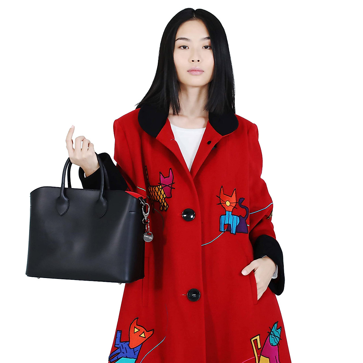 Robin Lisa New York Luxury Handbags for Women | Hand-made in Italy, Genuine Leather Madison Tote Bag (Black)