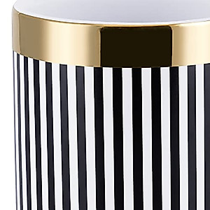 Allure Home Creation Derby 3-Piece Ceramic Bathroom Accessory Set Black & White with Metallic Gold Finish