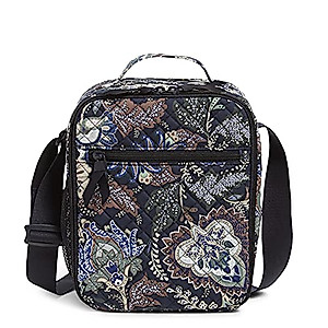 Vera Bradley Women's Cotton Deluxe Lunch Bunch Lunch Bag, Java Navy Camo - Recycled Cotton, One Size