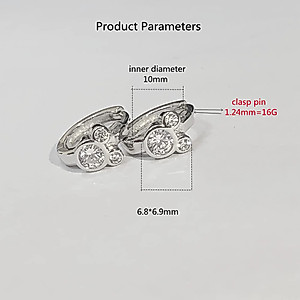 Cubic Zirconia Small Hoop Earrings 925 Sterling Silver Plated Hypoallergenic CZ Mouse Cute Cartilage Huggie Hoops for Women Girls 16G Piercing Ear Stud (Clear)