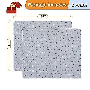 Washable Pee Pads for Dogs, 2Pack Puppy Pads Washable with Bone Print,Absorbent Reusable Whelping Pads Non-Slip Dog Mats for Floor Protector, Couch Cover, Crate, Potty Training -31x36