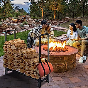 Sotor 4ft Firewood Rack Outdoor Log Rack Holder Large Capacity Firewood Holder Rack Indoor Metal Heavy Duty Firewood Racks Stand Suitable for firewood Storage-Black