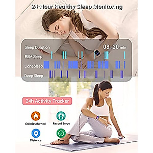 Smart Watch for Women (Answer/Make Call), 1.8" Touch Screen Activity Trackers for Android iPhone Compatible with Alexa Built in, Fitness Heart Rate Blood Oxygen Sleep Monitor, IP68 Waterproof