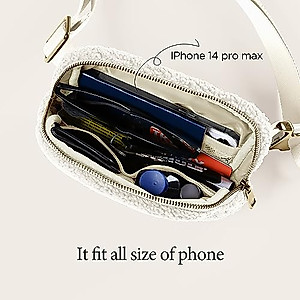 ODODOS Fleece Mini Belt Bag with Adjustable Strap, Sherpa Small Waist Pouch Fanny Pack for Workout Running Traveling Hiking, Ivory