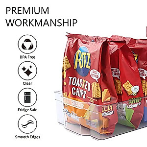 SIMPLYKLEEN Set of 8 Home Pantry Organizer Bins - 4 Large and 4 Medium - Stackable Plastic Clear Food Storage Bin with Handles for Freezer