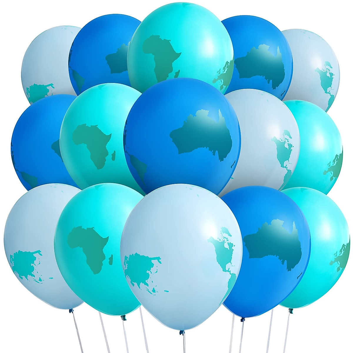 50 Pack Globe Balloons for Earth Day Decorations, Classroom Events, Around the World Party Supplies (12 In)