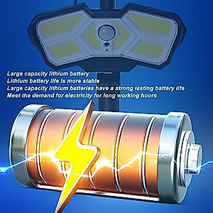 Kadimendium Bright Solar Flood Lights Auto Induction Multiangle Lighting 2 Brightness Modes Weatherproof 2400mAh Solar Landscape Spotlights for Yard (ASTEY-KXK-600-128COB)