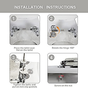 Angel Shield Marble Toilet Seat Durable Molded Wood with Quiet Close,Easy Clean Quick-Release Hinges (Elongated,Gray Marble)