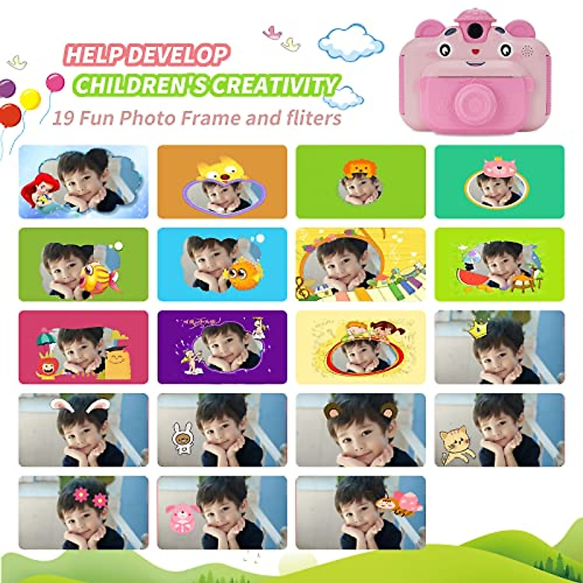 Instant Print Digital Kids Camera,Selfie 1080P Video Camera for Kid with 180° Rotating Len,32GB TF Card,Print Paper,Color Pens Set,Rechargeable Toy Camera for 3-12 Years Old Girls Boys Birthday (Pink)