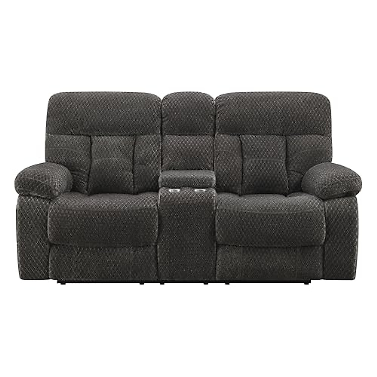 New Classic Furniture Bravo Polyester Console Loveseat with Power Footrest, Charcoal