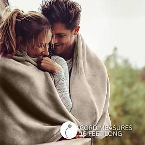 Brookstone Home Decor - King Size Ultra Soft Velvet Electric Heated Throw - Built-In Remote 10 Heat Settings & Auto Shut Off Machine Washable - Warm & Cozy Living Room & Bedroom Blankets (Grey Pumice)