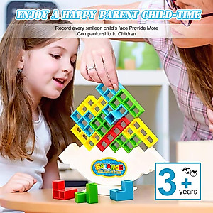 ciwich Tetra Tower Balance Stacking Blocks Game，48Pcs Stacking Team Building Blocks Board Game for Kids & Adult, Perfect Family Game Party Team Building Games Toy