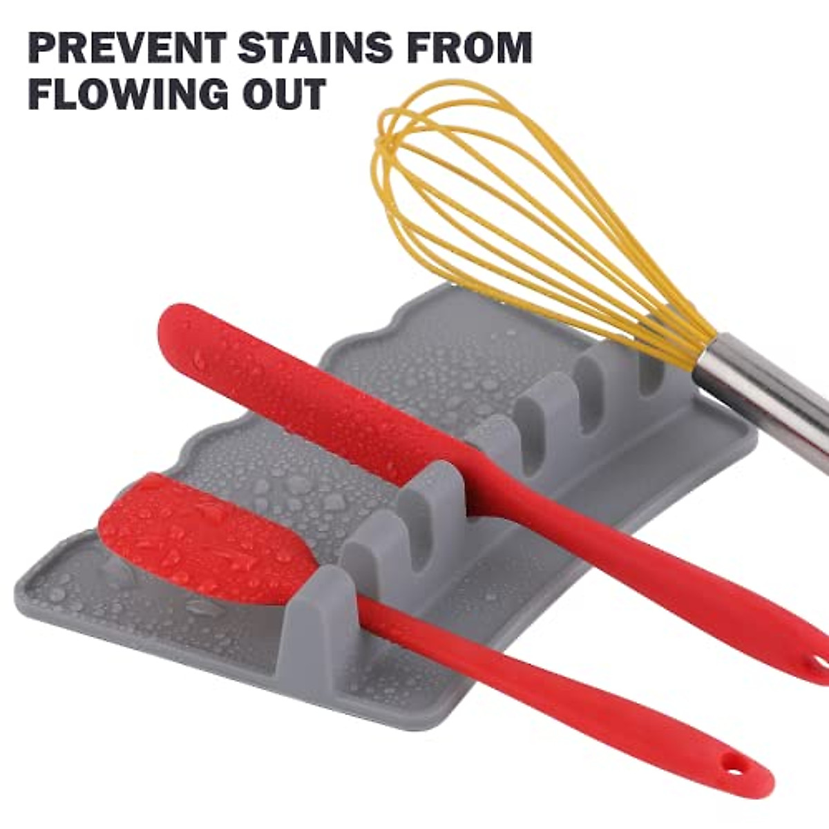 NileHome Silicone Spoon Rest for Kitchen Counter with 6 Slots - Spoon Holder with Drip Pad Heat-Resistant BPA-Free Kitchen Utensil Holder Multiple Spoon Holder for Stove Top Kitchen Utensil Rest