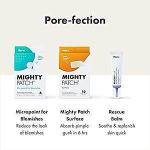 Mighty Patch Surface from Hero Cosmetics - Hydrocolloid Spot Patch for Body, Cheek, Forehead, and Chin, Vegan-friendly and Not Tested on Animals (10 Count)