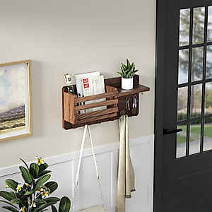 Key Holder for Wall, Key Hanger Wall Mount Hallway Farmhouse Decor, Mail Holder with 10 Key Hooks, Modern Key Rack with Floating Shelf, Mail Organizer and Key Hanging 2-in-1 Storage Rack